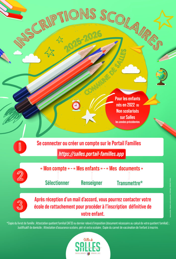 Inscriptions scolaires 2025-2026 - Ville de Salles